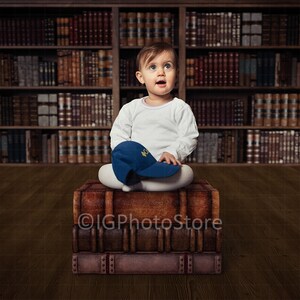 Stack of Books Layered Digital Backdrop, Library Background for Newborn ...