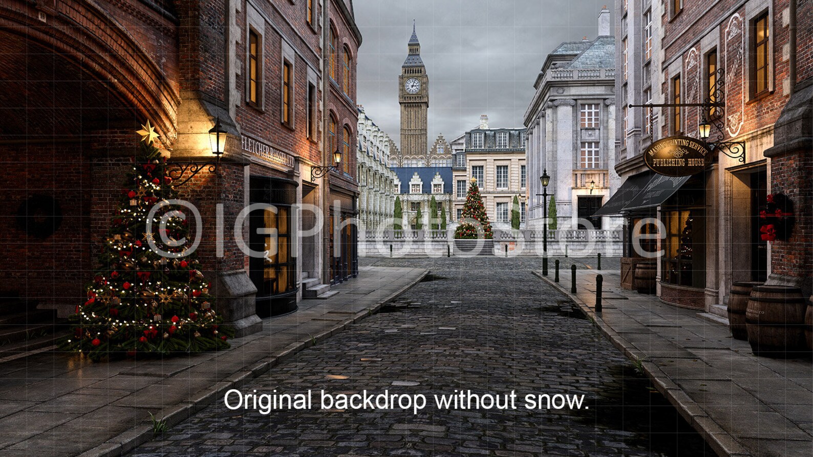 Vintage London Christmas Digital Backdrop, Xmas Backdrops, Old London ...