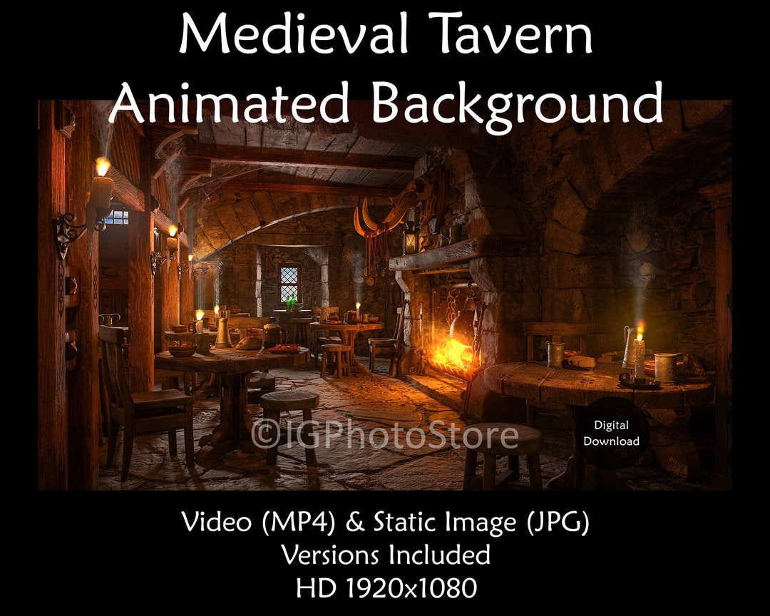 Animated Medieval Tavern Background, Streaming Backdrop (digital ...