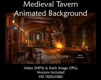 Medieval Tavern Animated Background, Video Backdrop for Virtual ...