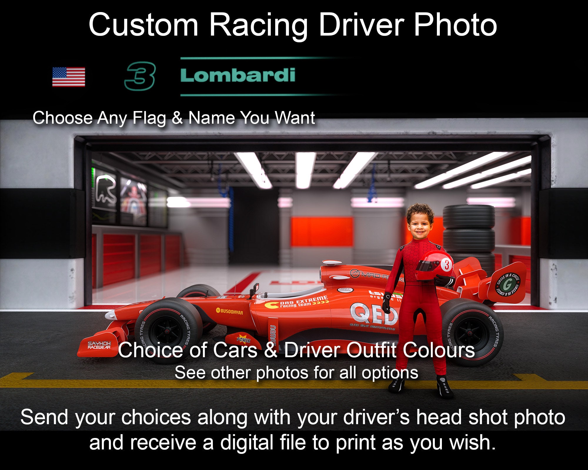 Custom Racing Car Driver Photo Edit Personalized Motor Racing - Etsy UK