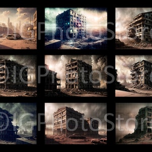 16 Post Apocalyptic Digital Backdrop Bundle, Apocalypse Backgrounds for ...