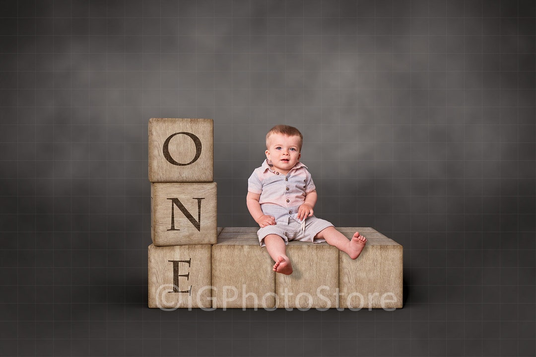 First Birthday Digital Backdrop, One Year Digital Background, 12 Months ...