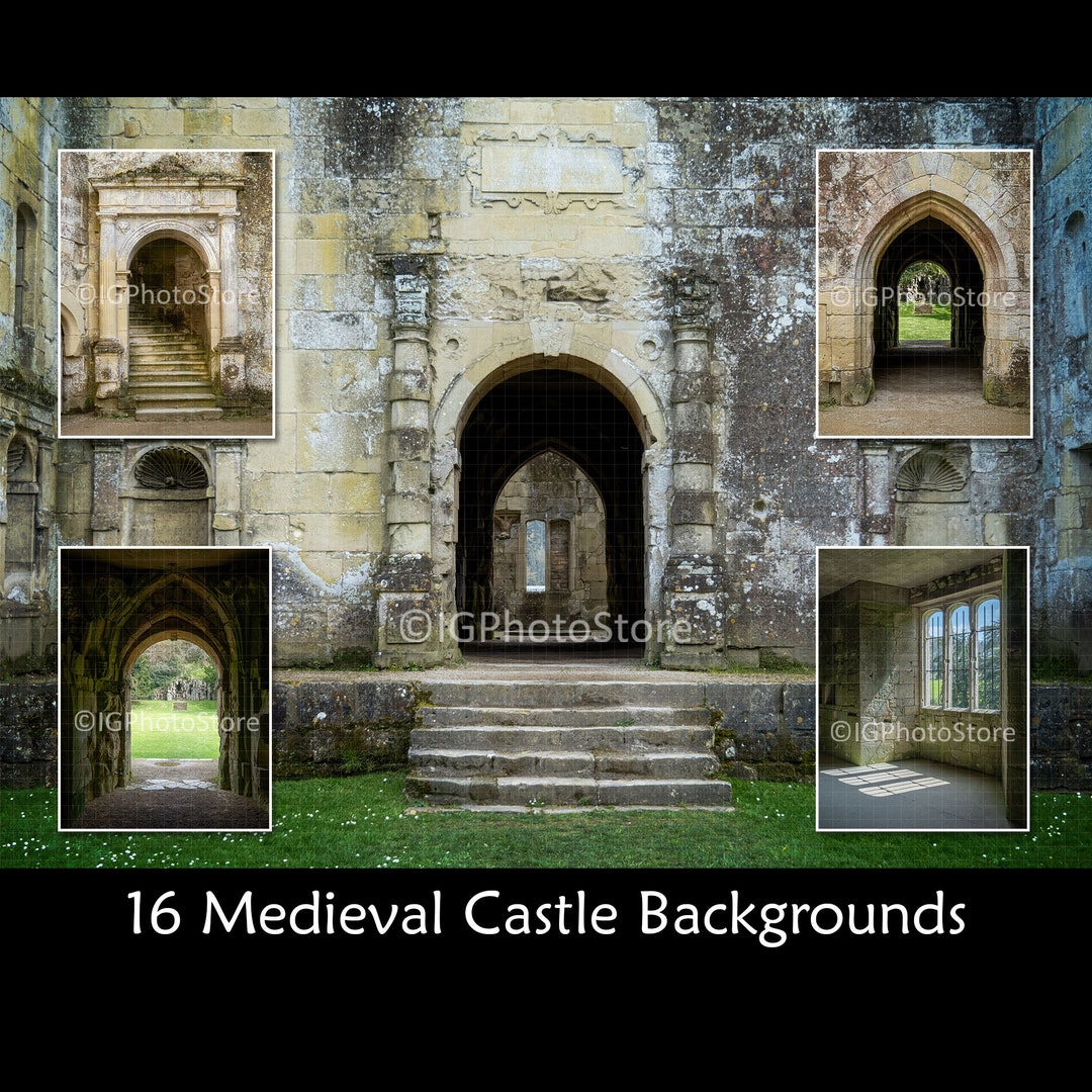 Medieval Castle Digital Backdrop Bundle, 16 Old English Castle Digital ...