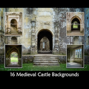 Medieval Castle Digital Backdrop Bundle, 16 Old English Castle Digital ...