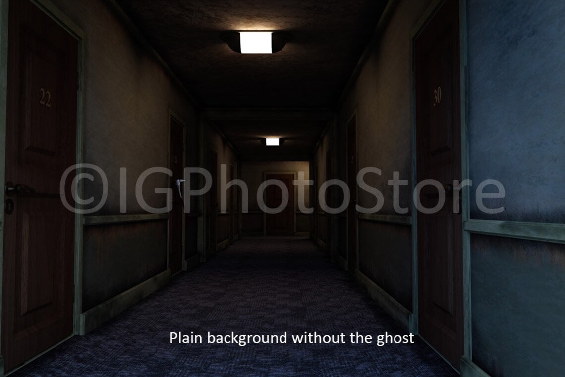 Haunted Hallway Digital Backdrop for Halloween, Floating Ghost Backdrop ...