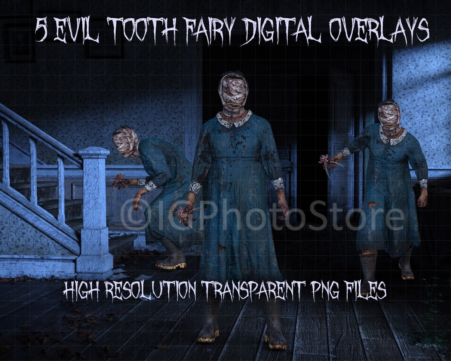 Evil Tooth Fairy Digital Overlays, Transparent PNG, Halloween Clipart ...