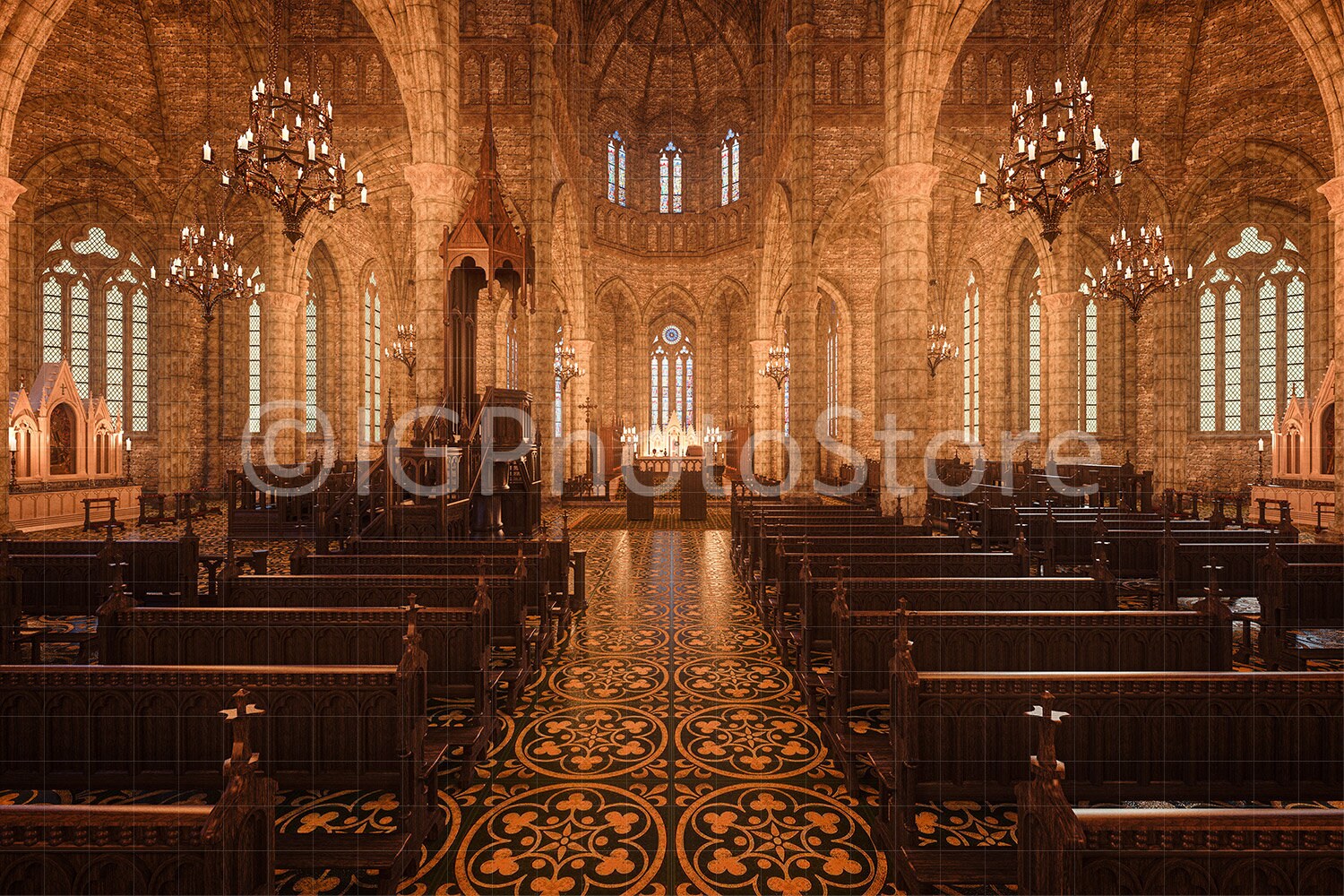 3 Cathedral Wedding or Portrait Digital Backdrops, Church Background ...