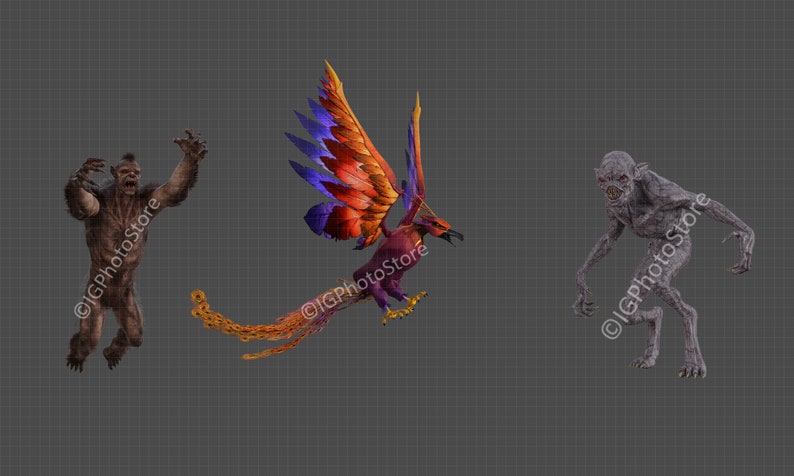 Fantasy Monster Digital Overlays Transparent PNG Beast - Etsy