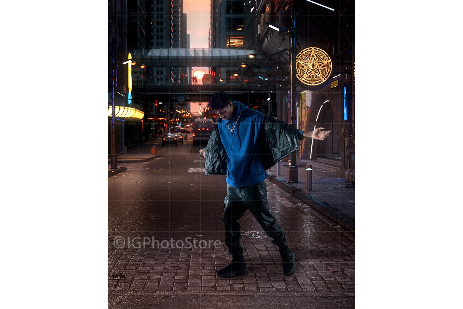 2 Downtown Urban Digital Backdrops Hot City Street | Etsy