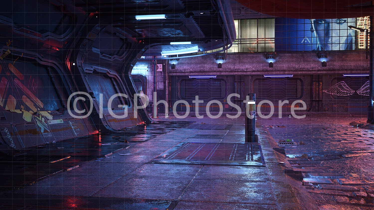 5 Cyberpunk City Digital Backdrops Grungy Urban Street at - Etsy