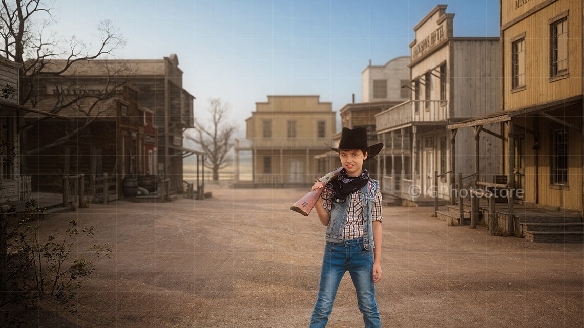 Wild West Town Digital Backdrop, Old Western Street, Cowboy Background ...