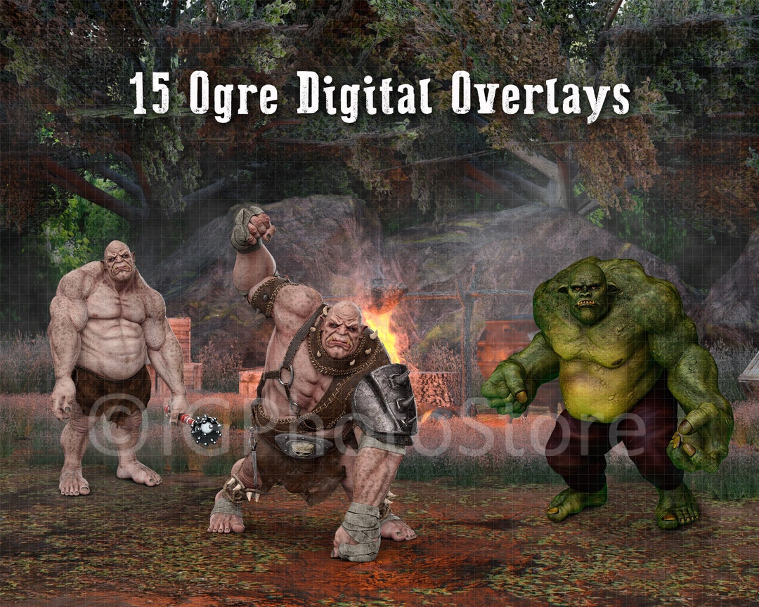 Halloween Monsters, Ogre / Troll Digital Overlays, Transparent PNG Ogres, Clip Art, Composite ...