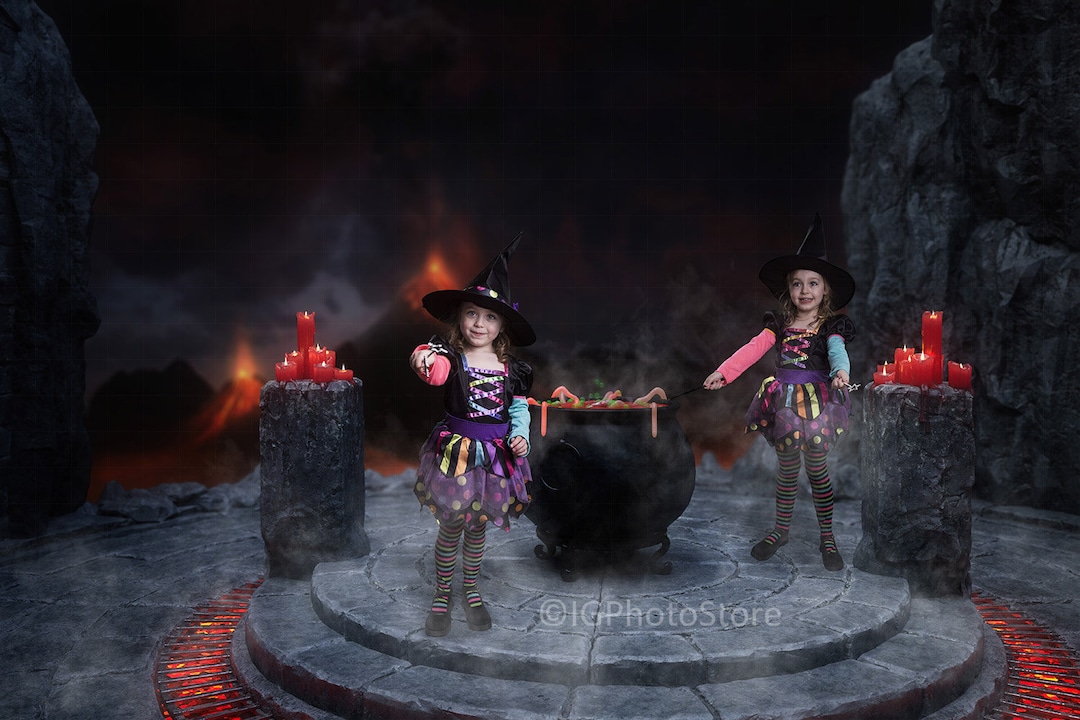 Witches Cauldron Digital Backdrop, Halloween Witch Digital Background ...