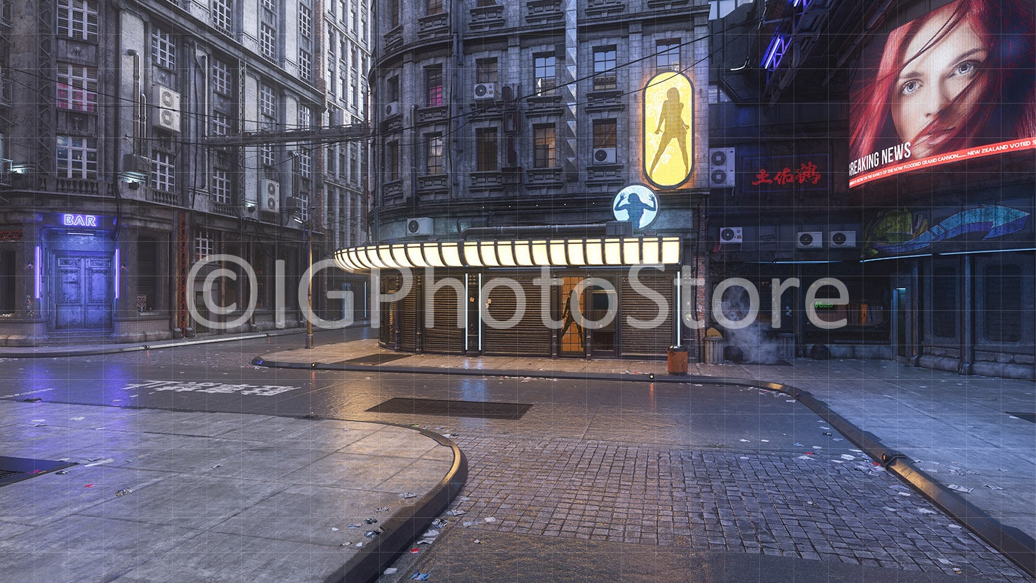5 Cyberpunk City Digital Backdrops Grungy Urban Street at - Etsy UK