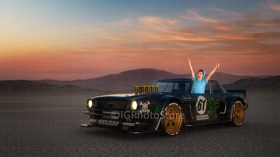 Custom Muscle Car in Desert at Sunset Layered Digital | Etsy