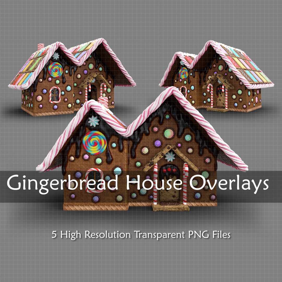 Gingerbread House Digital Overlays, Fairytale Cottage PNG Clipart, Kids ...