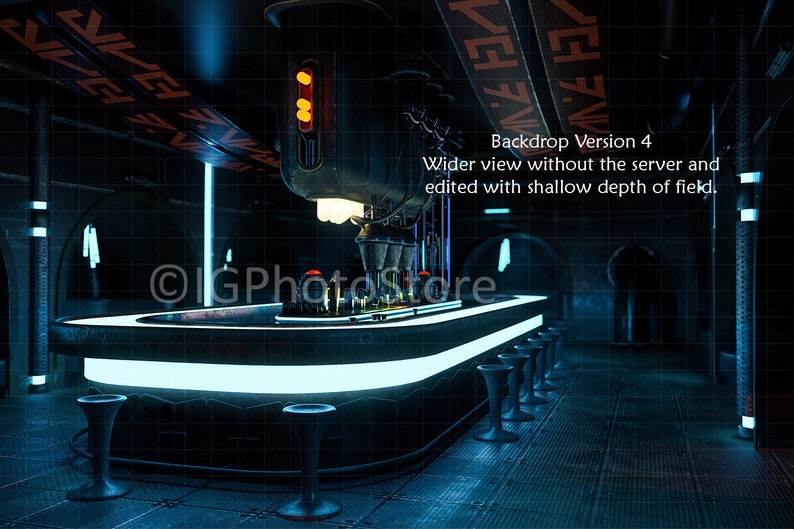 Alien Sci-fi Bar Digital Backdrop Futuristic Cyberpunk - Etsy