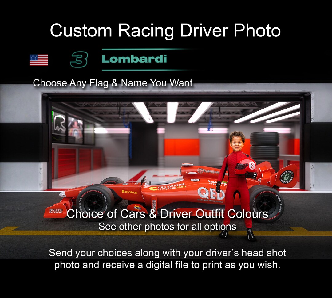 Custom Racing Car Driver Photo Edit, Personalized Motor Racing Portrait ...
