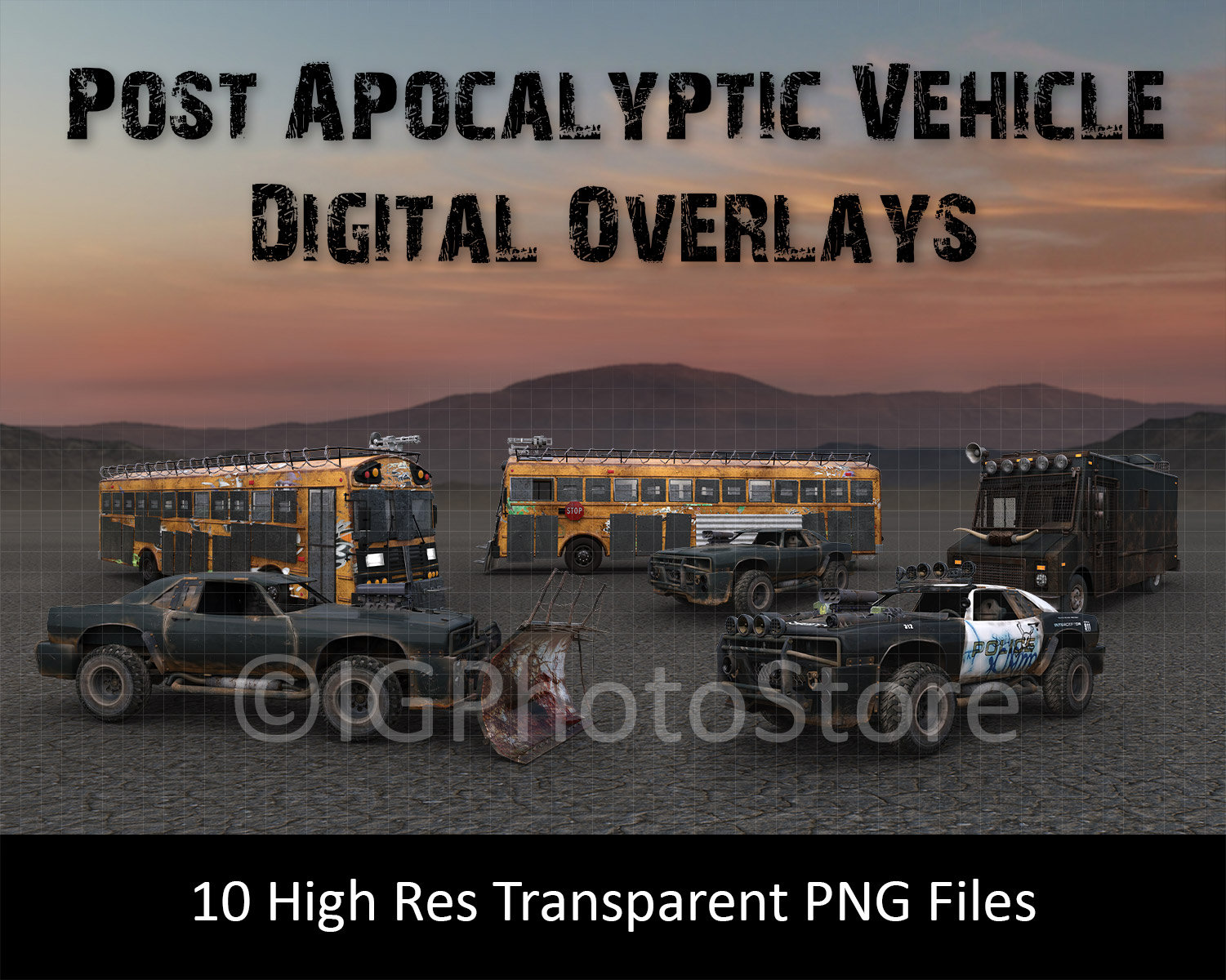 Post Apocalyptic Car Digital Overlays, Zombie Hunter Van and Bus ...