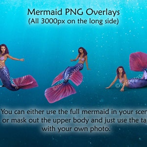 Mermaid Digital Backdrop & Overlay Bundle, Undersea Background ...