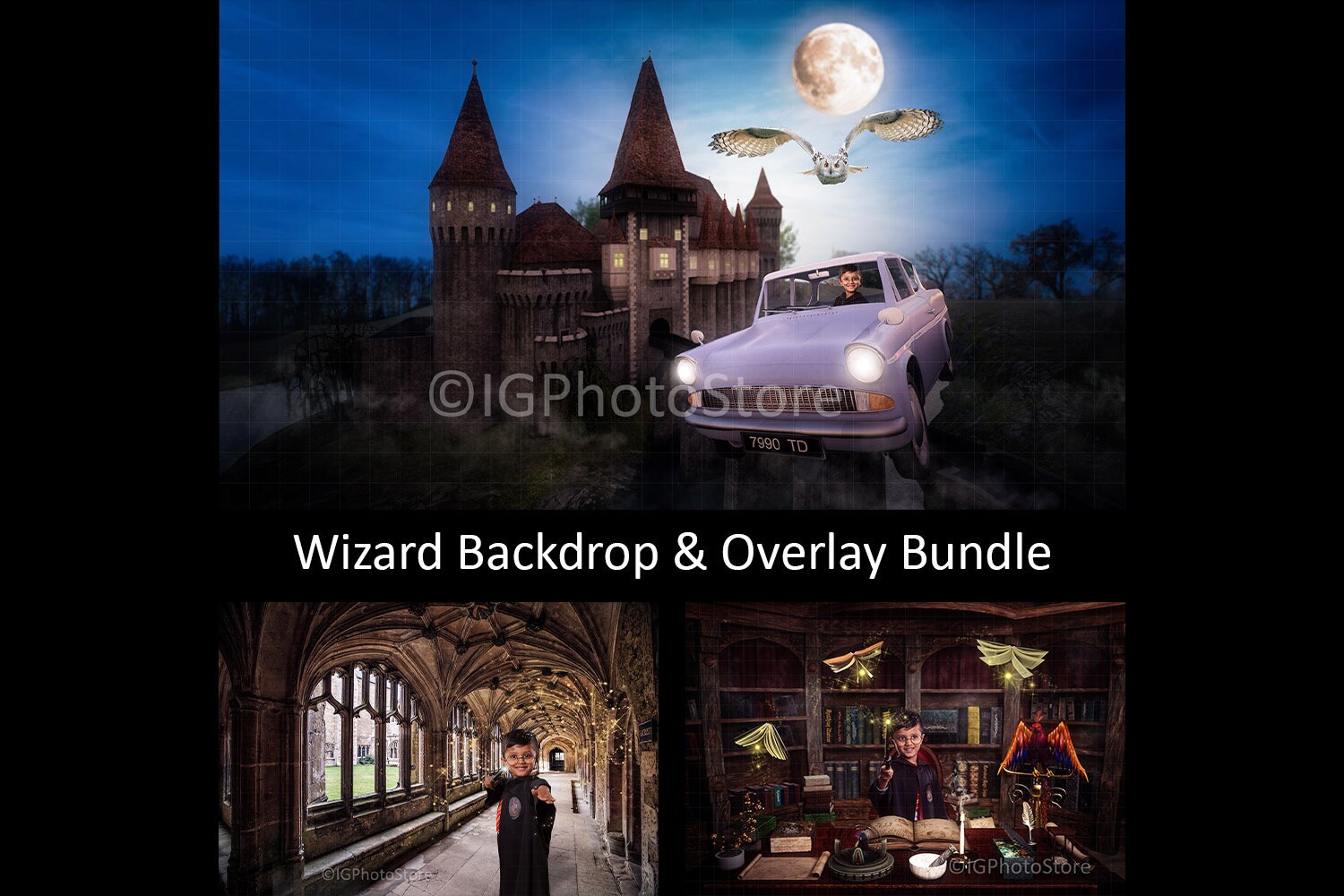 Wizard Digital Backdrop & Overlay Bundle, Digital Backgrounds, Bargain ...