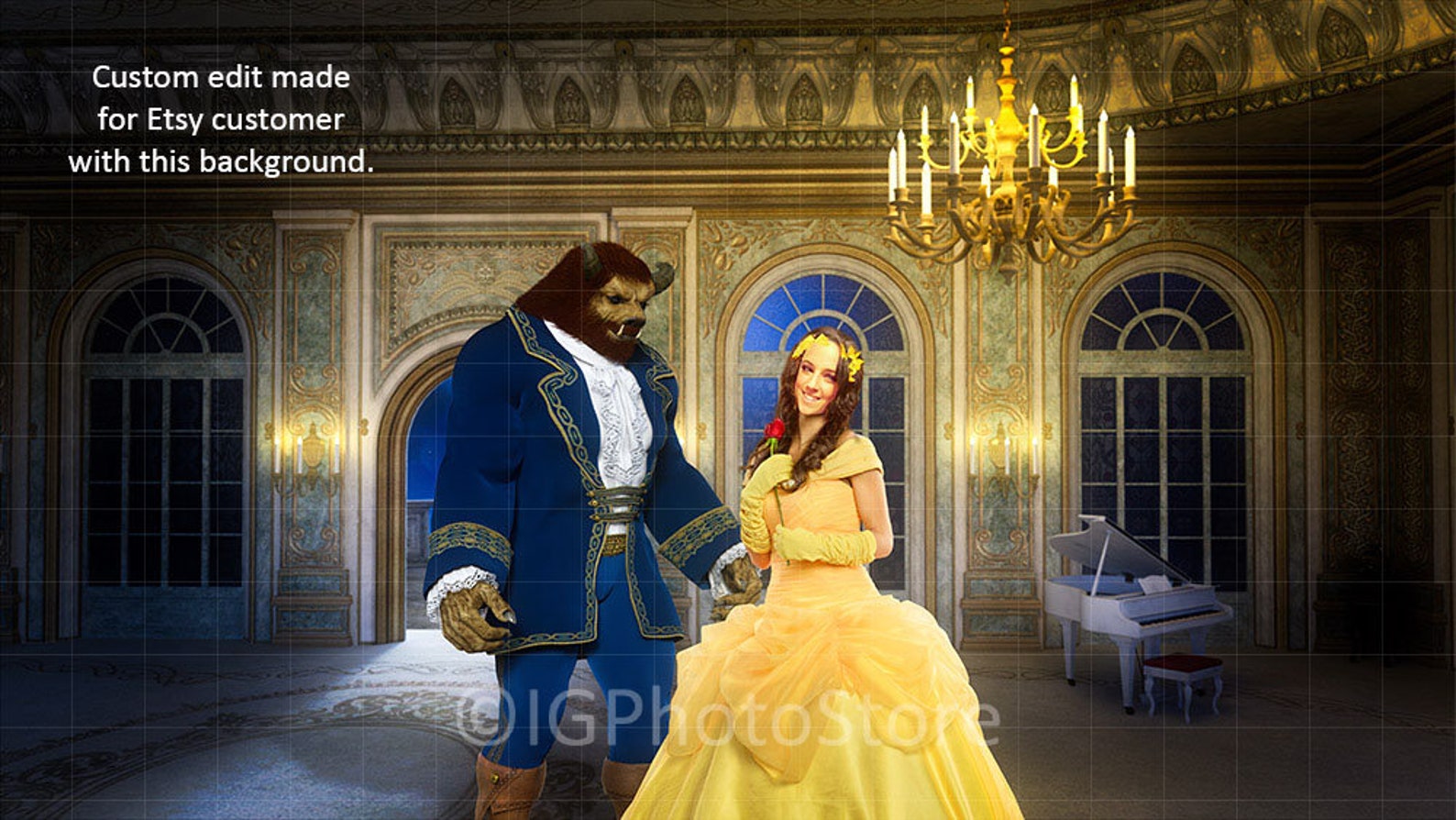 Beauty Backdrop, Belle and the Beast Background, Ballroom Digital ...