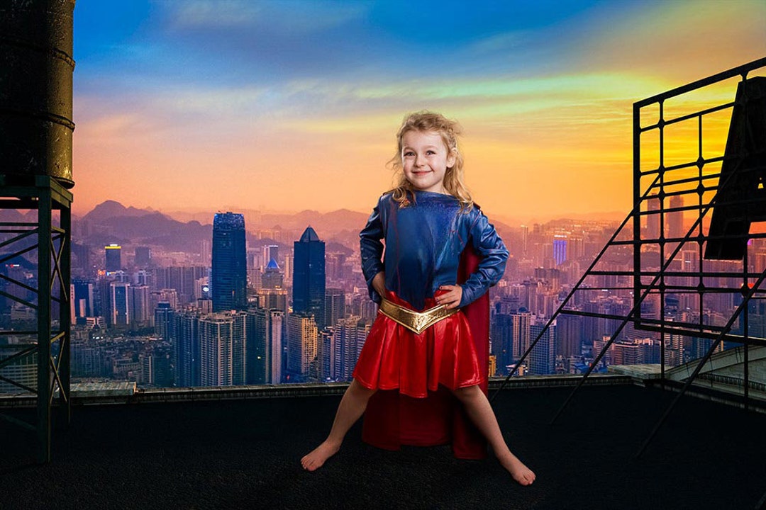 Superhero Backdrop, Rooftop Digital Background, Superhero Background ...