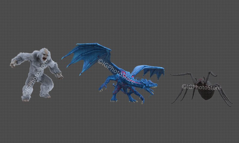 Fantasy Monster Digital Overlays Transparent PNG Beast - Etsy