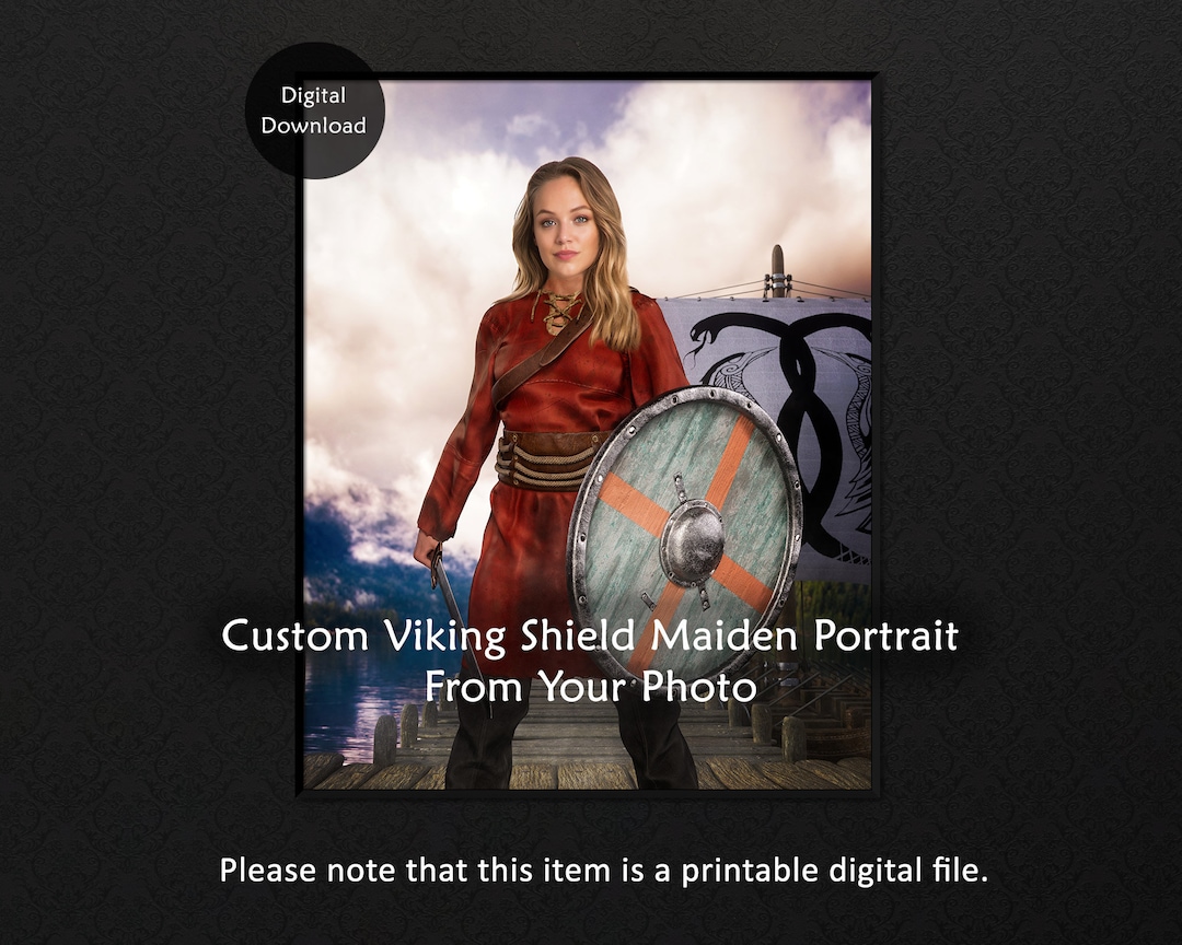 Printable Custom Viking Shield Maiden Portrait, Personalized Gift for ...