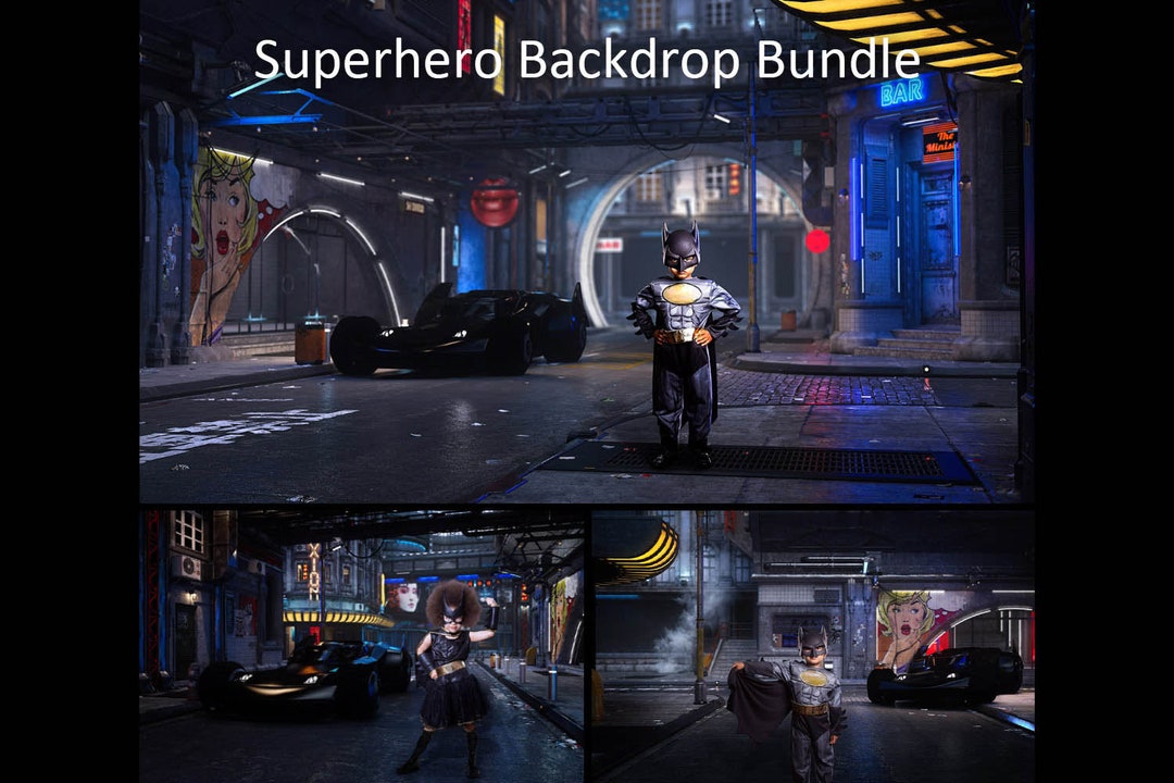Digital Backdrop Bundle, Superhero Backdrop Set, Super Hero Digital ...