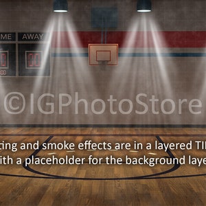 Layered Basketball Digital Backdrop, High School Basketball Court ...