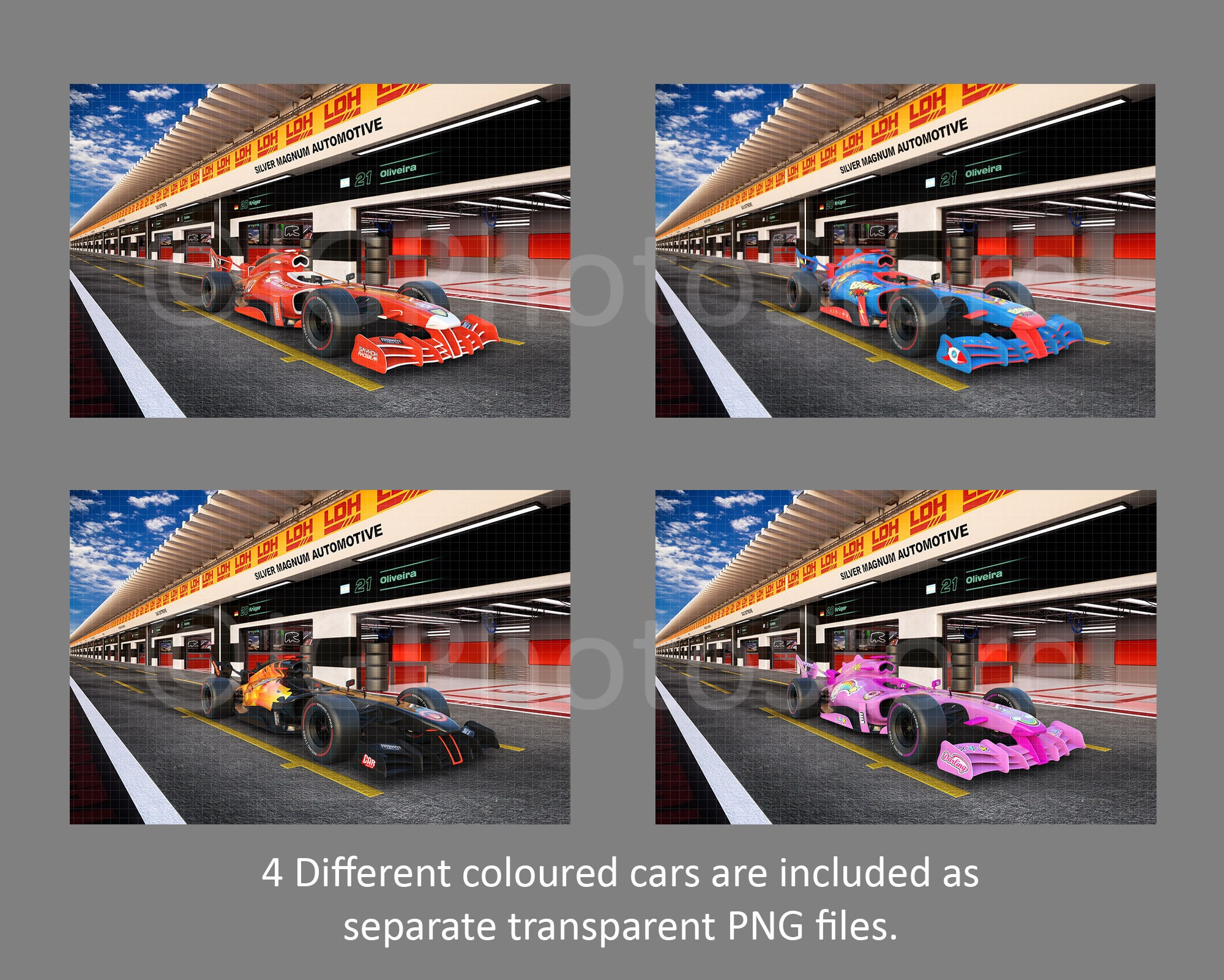 Racing Car Pit Lane Digital Backdrop Bundle, Motor Race Track, Grand ...