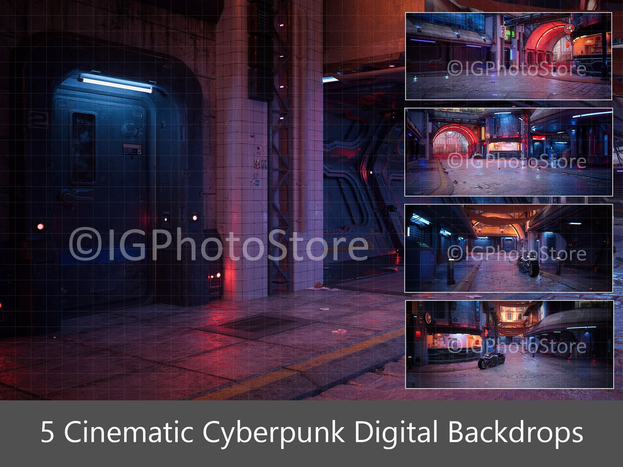 Cinematic Cyberpunk Digital Backdrops Grungy Dystopian City - Etsy