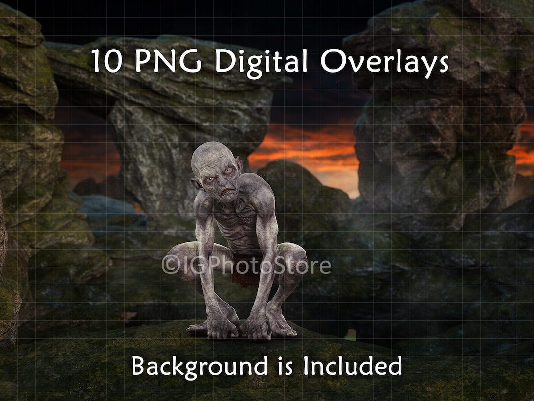 Gollum Fantasy Creature Digital Overlays and Background, High ...