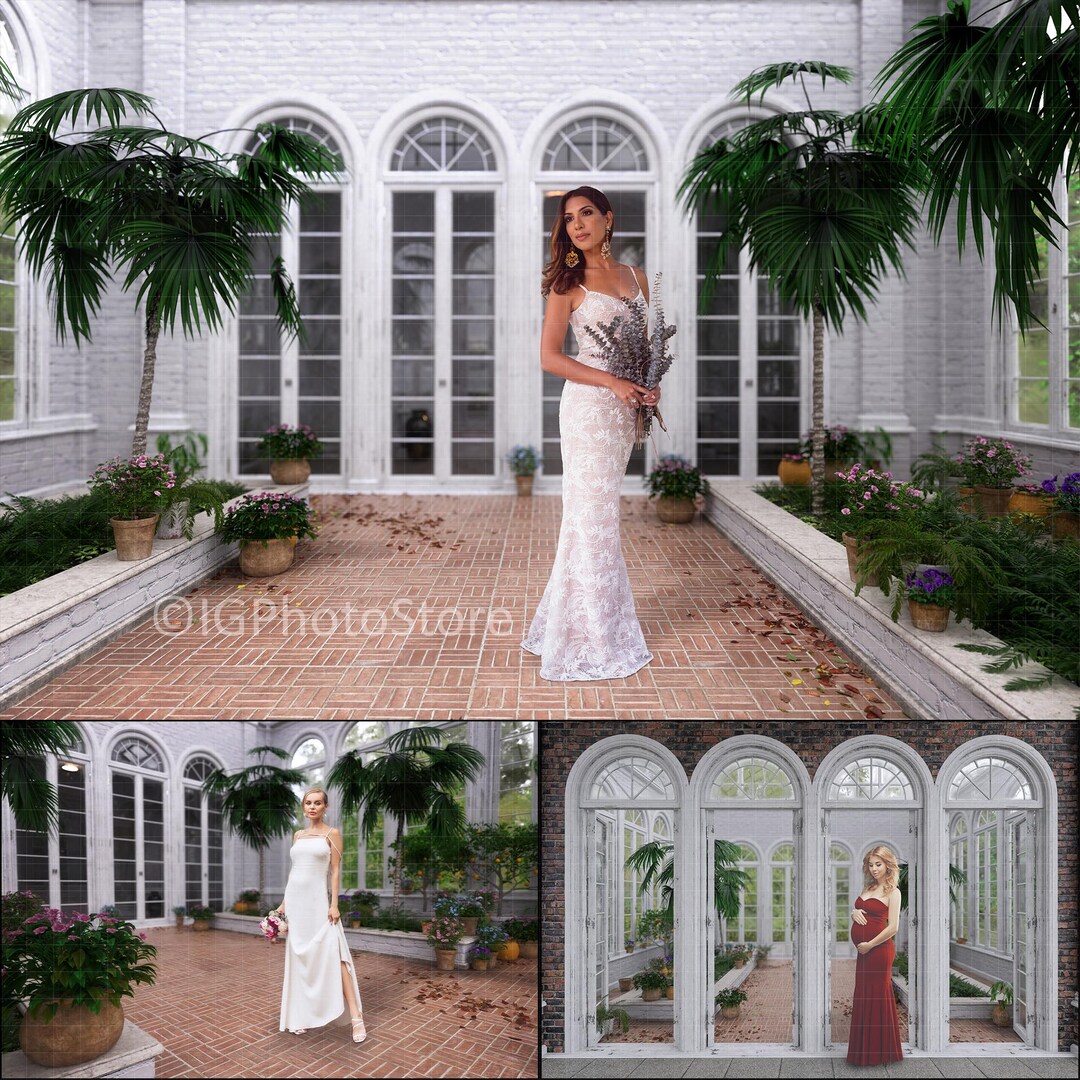 Greenhouse Photography Backdrop Set, Bridal Maternity Portrait (digital ...