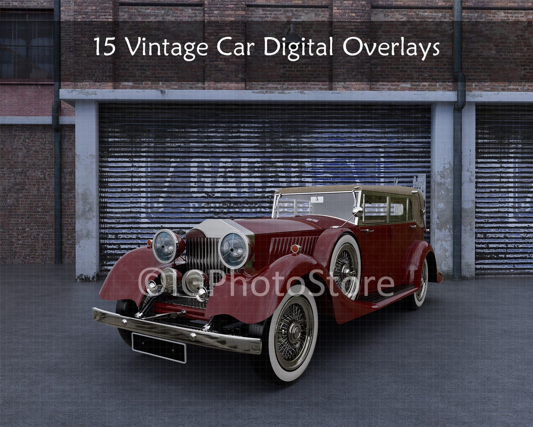Vintage Car Digital Overlays, Retro Cars, Old Automobile Clipart, PNG ...