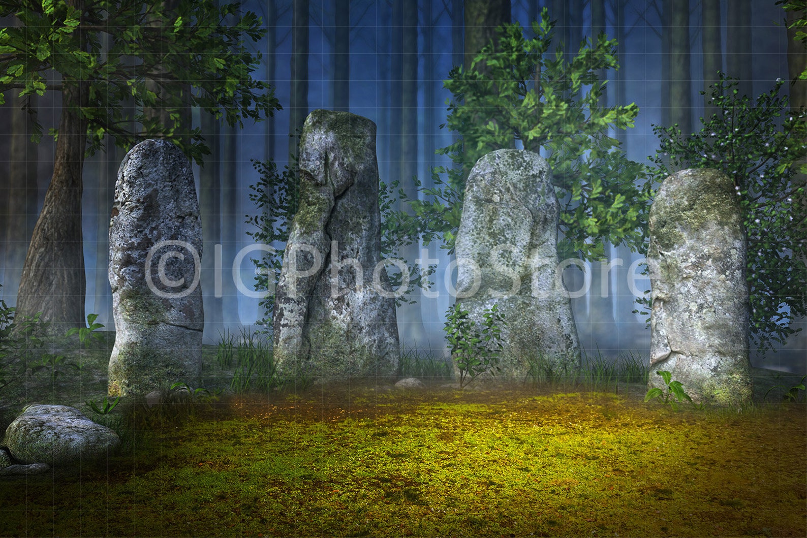 Standing Stones in Misty Forest Digital Background Digital - Etsy