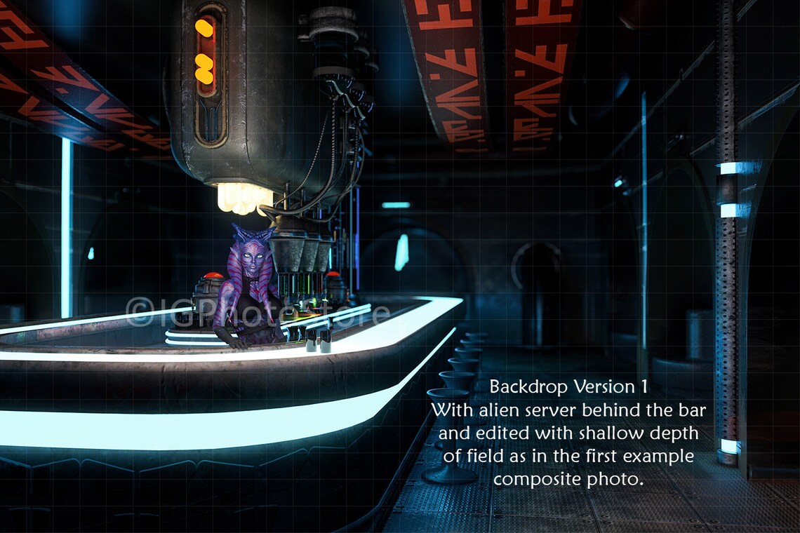 Alien Sci-fi Bar Digital Backdrop Futuristic Cyberpunk - Etsy