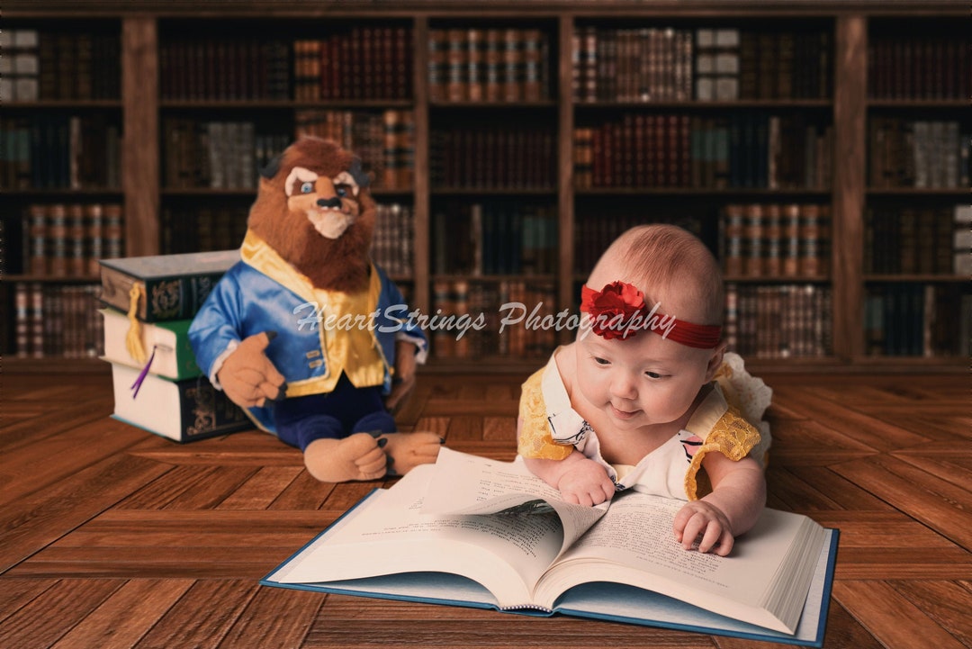 Library Digital Background With Wooden Floor, Books Backdrop for Baby ...