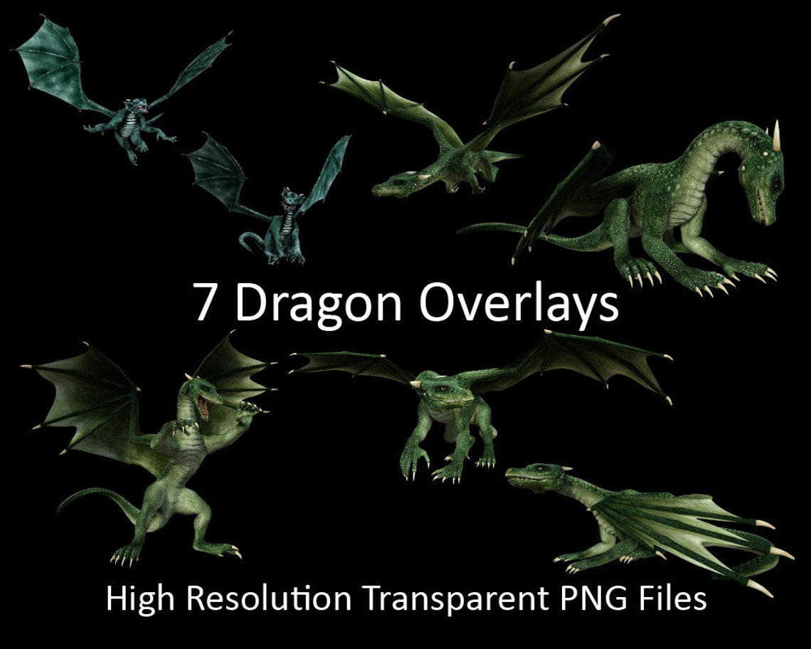 Dragon Overlays 7 PNG Dragons Photoshop Overlays Dragon | Etsy