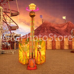 Fun Fair Strongman Game Digital Backdrop, Carnival Strength Tester ...