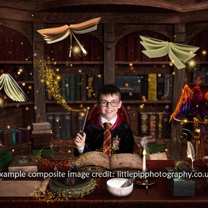 Wizard Office Digital Backdrop, Wizard Desk With Phoenix and Magic ...
