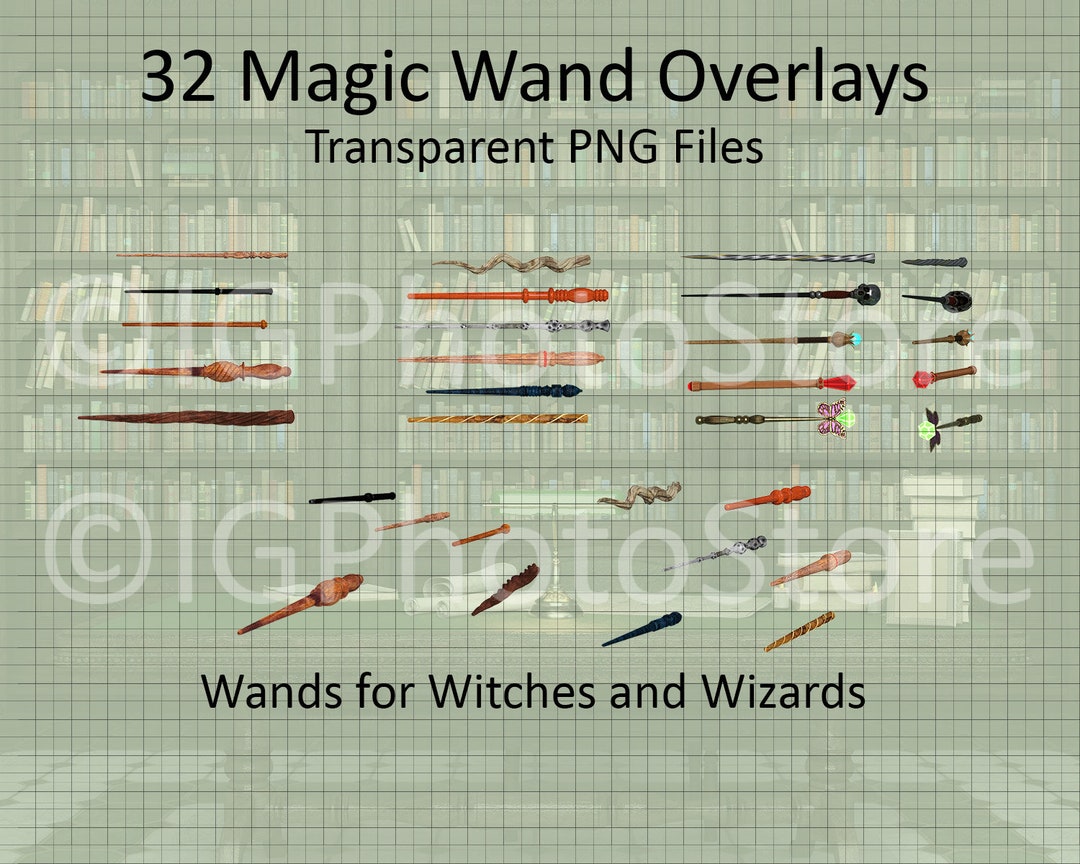 32 Wizard Wand Digital Overlays, Magic Wands for Wizards and Witches ...