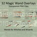 32 Wizard Wand Digital Overlays, Magic Wands for Wizards and Witches ...
