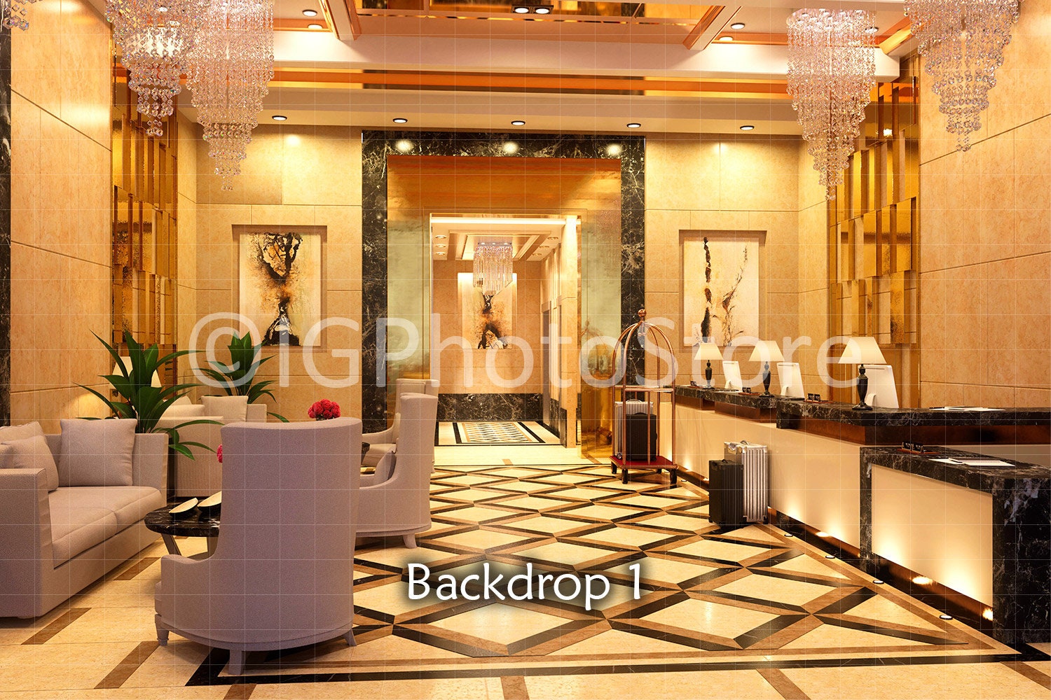 2 Hotel Lobby Digital Backdrops Fancy City Hotel Lobby - Etsy