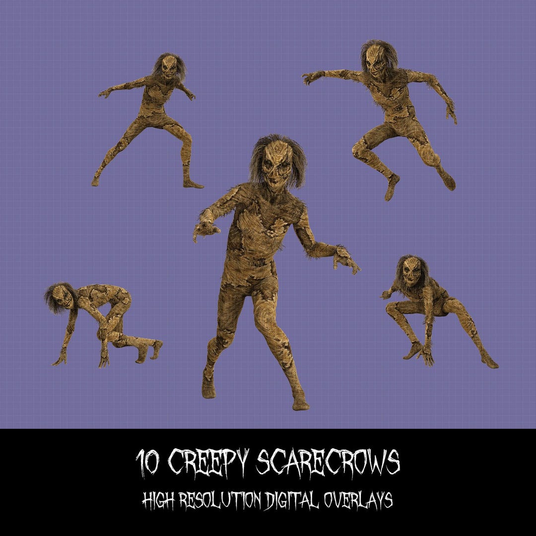 Creepy Scarecrow Digital Overlays, Halloween PNG Clipart (4000x5000 Px ...