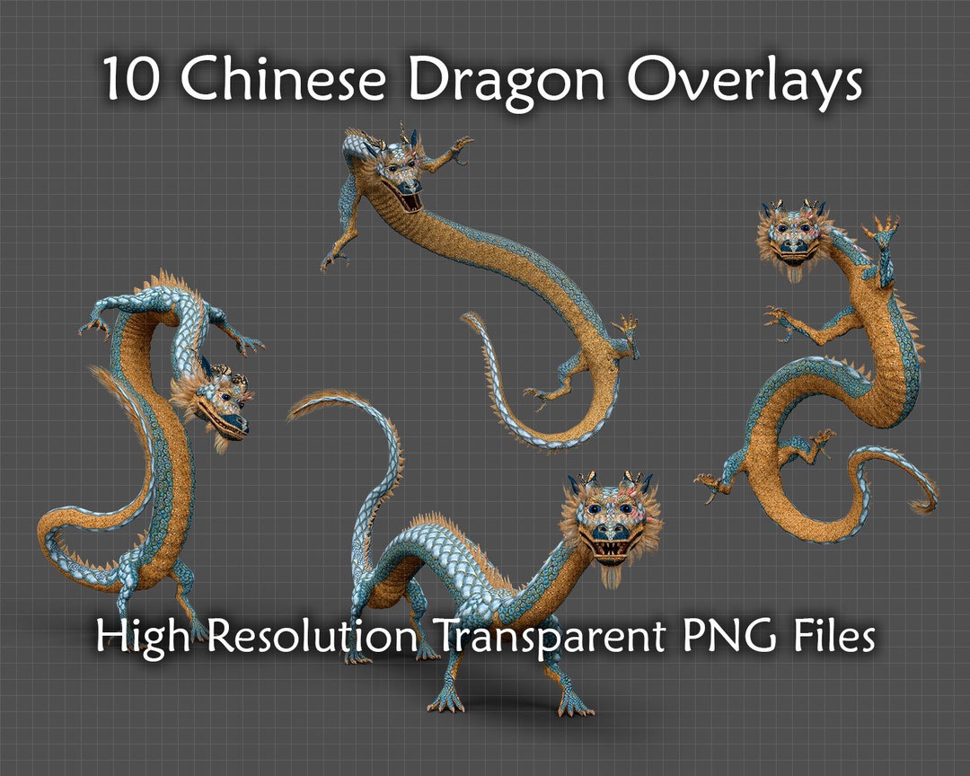 Chinese Dragon Digital Overlays, PNG Asian Dragons, Clip Art, Composite ...