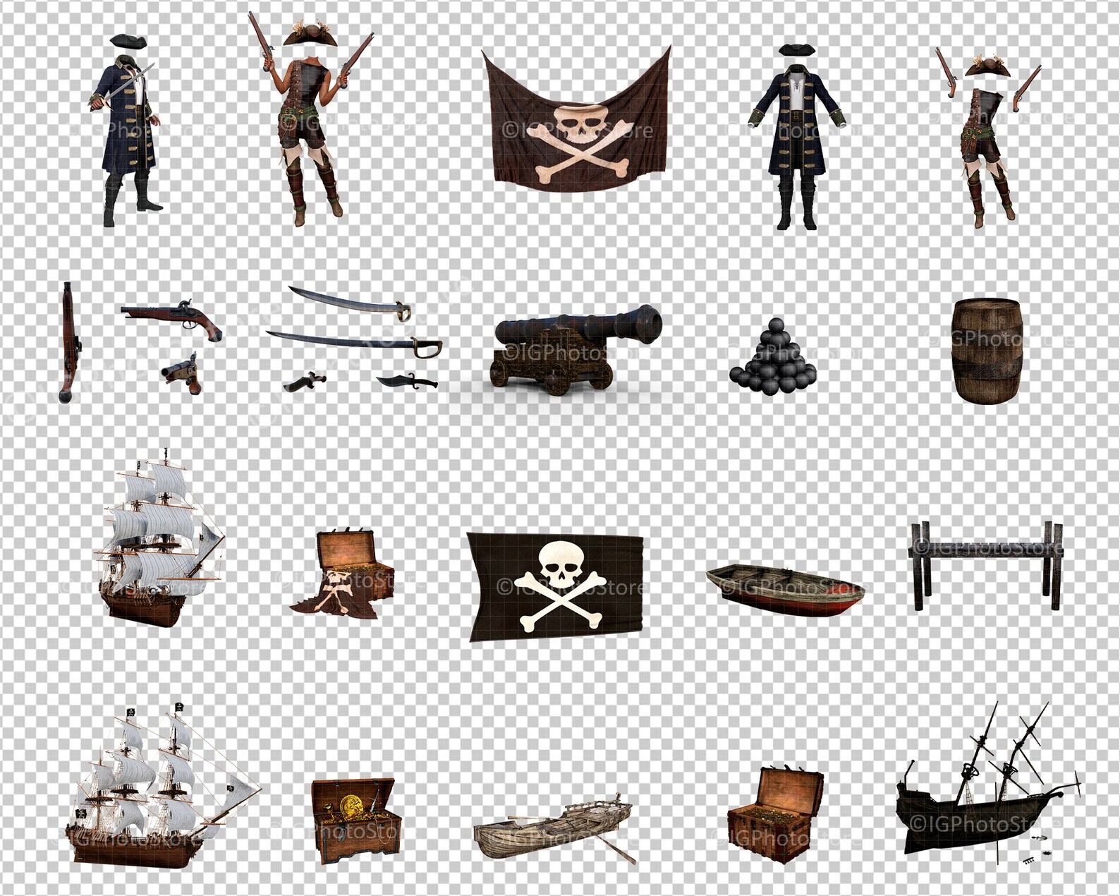 Pirate Digital Overlays Transparent PNG Pirate Clipart - Etsy UK