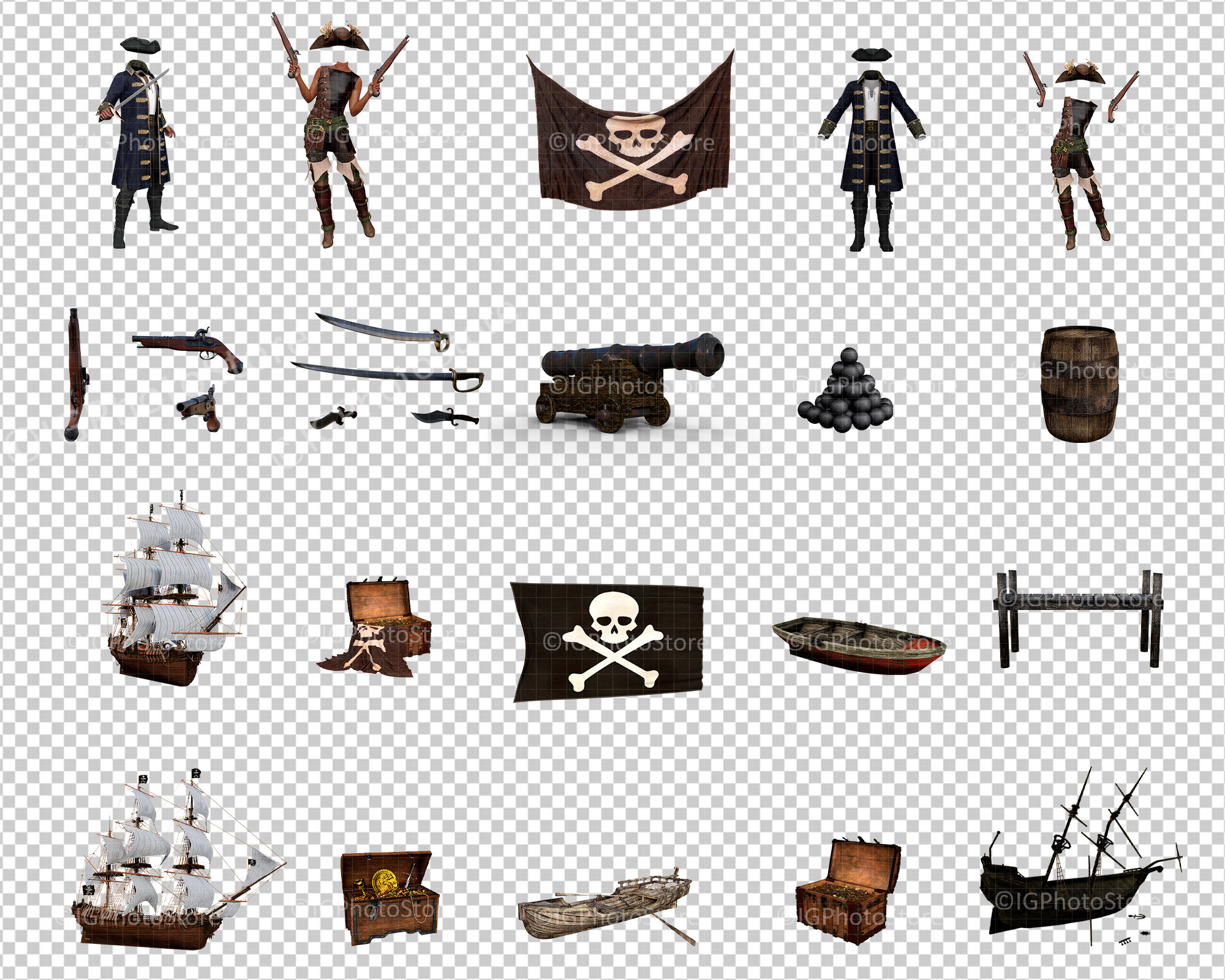 Pirate Digital Overlays Transparent PNG Pirate Clipart - Etsy UK